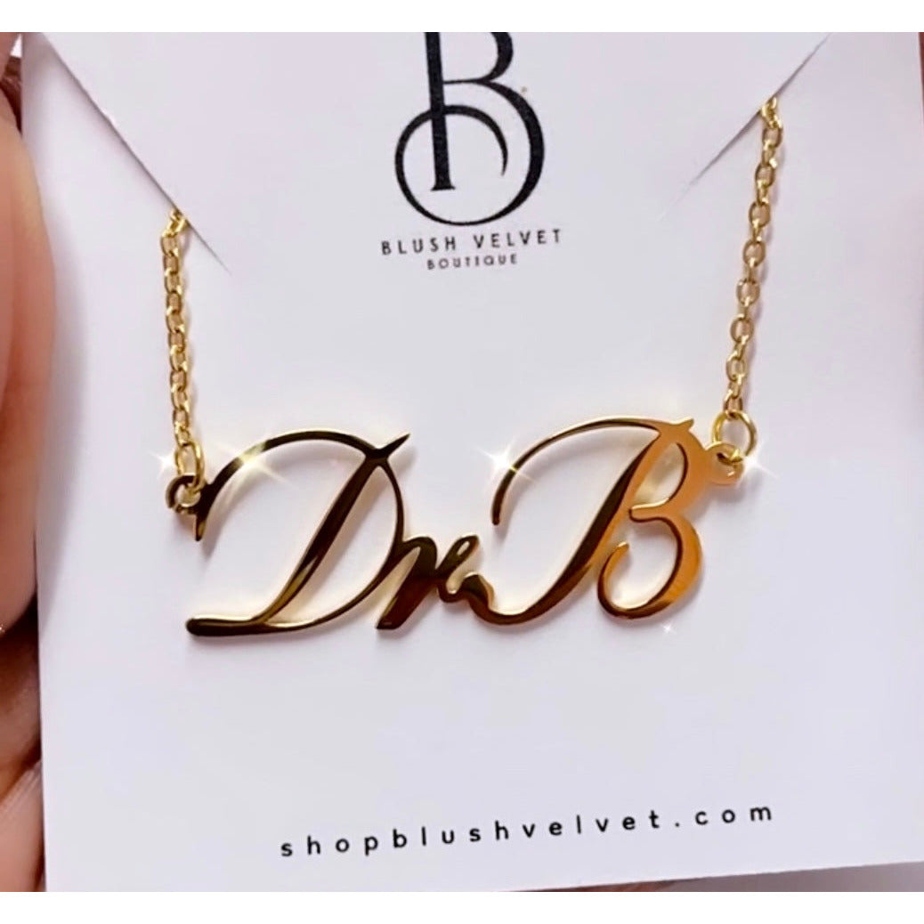 Fancy Script Name Necklace – Blush Velvet Boutique